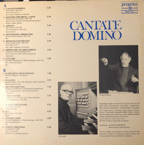 LP: Oscars Motettkör, Torsten Nilsson, Alf Linder, Marianne Mellnäs ...